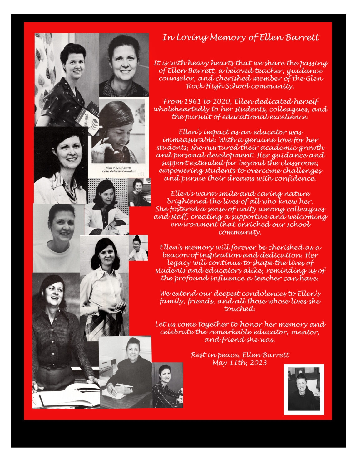 Remembering Ms. Ellen Barrett: Teacher, Counselor, Colleague, Friend ...